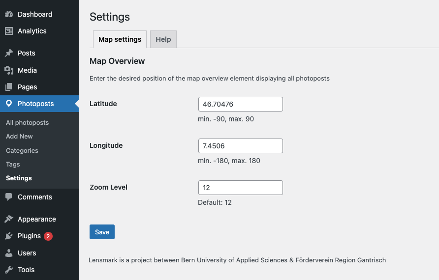 Plugin Settings Lensmark